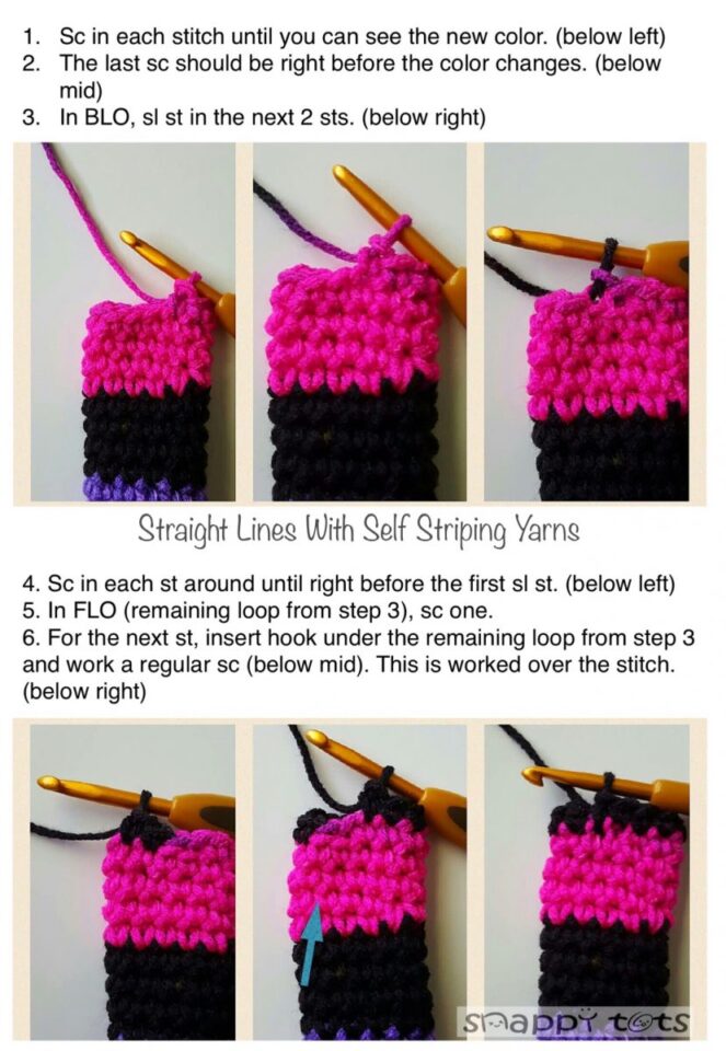 Tip: Get straight lines with self striping yarns - Snappy Tots