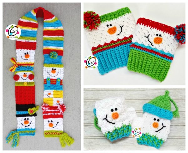 Free Pattern: Sampler Snowman Boot Cuffs - snappy tots