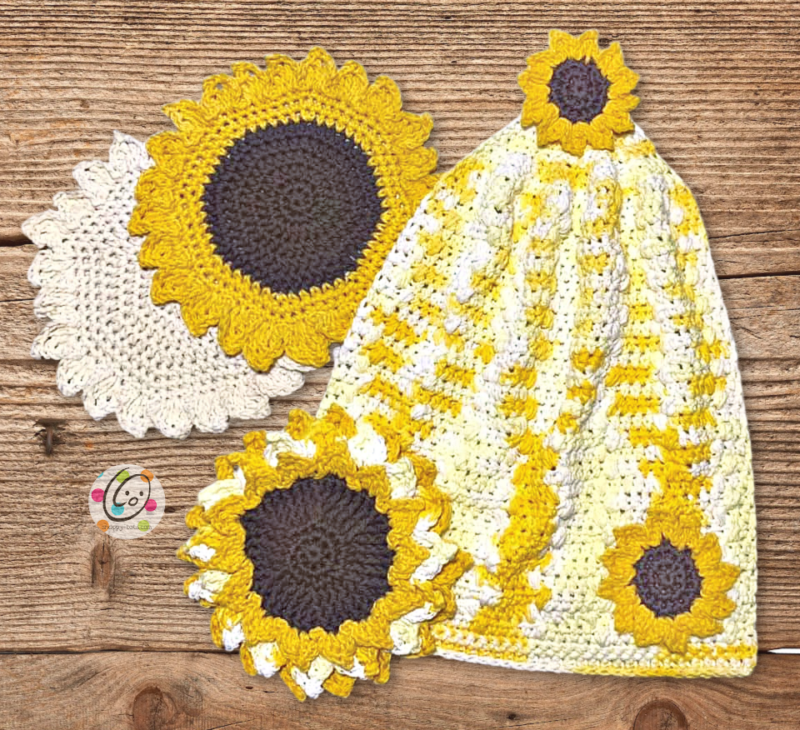 Free Pattern: Sunflower Scrubbies - Snappy Tots